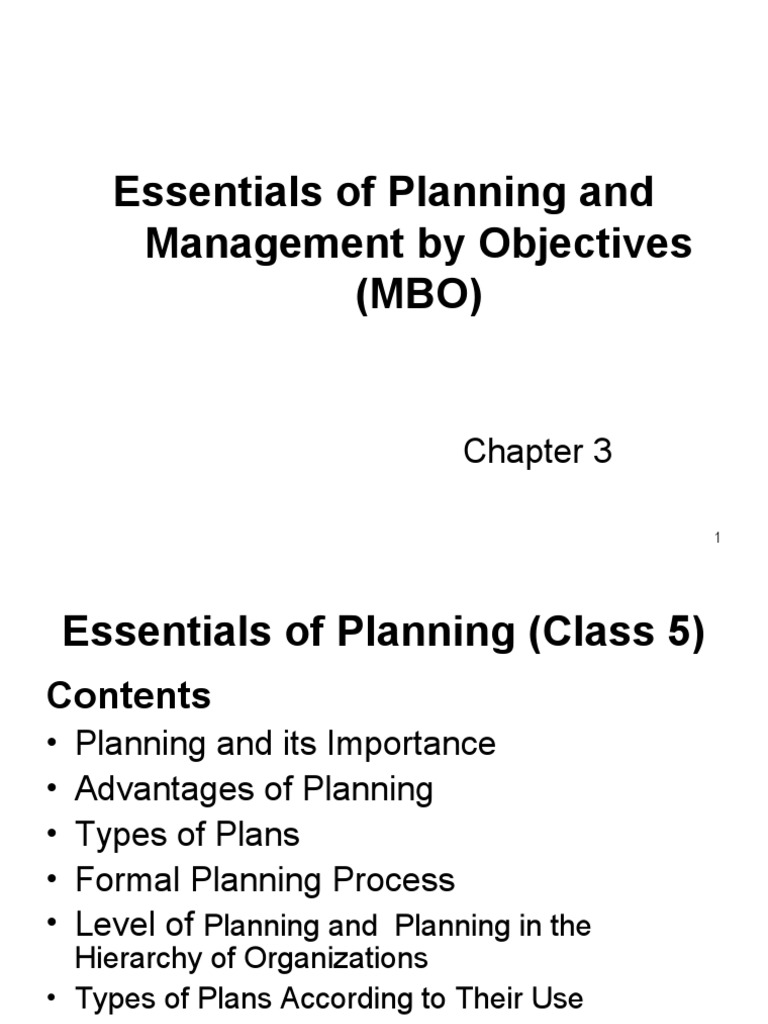 Essentials of Planning and Management by Objectives (MBO) | PDF | Goal ...