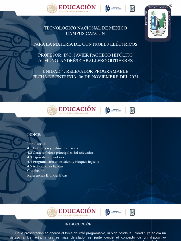 Unidad 4 Relevador Programable | PDF | Relé | Cantidades fisicas