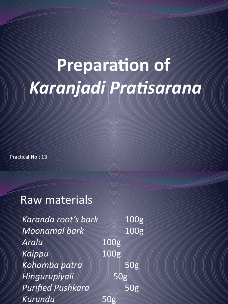 Karanjadi Pratisarana Preparation Guide | PDF | Cooking, Food & Wine
