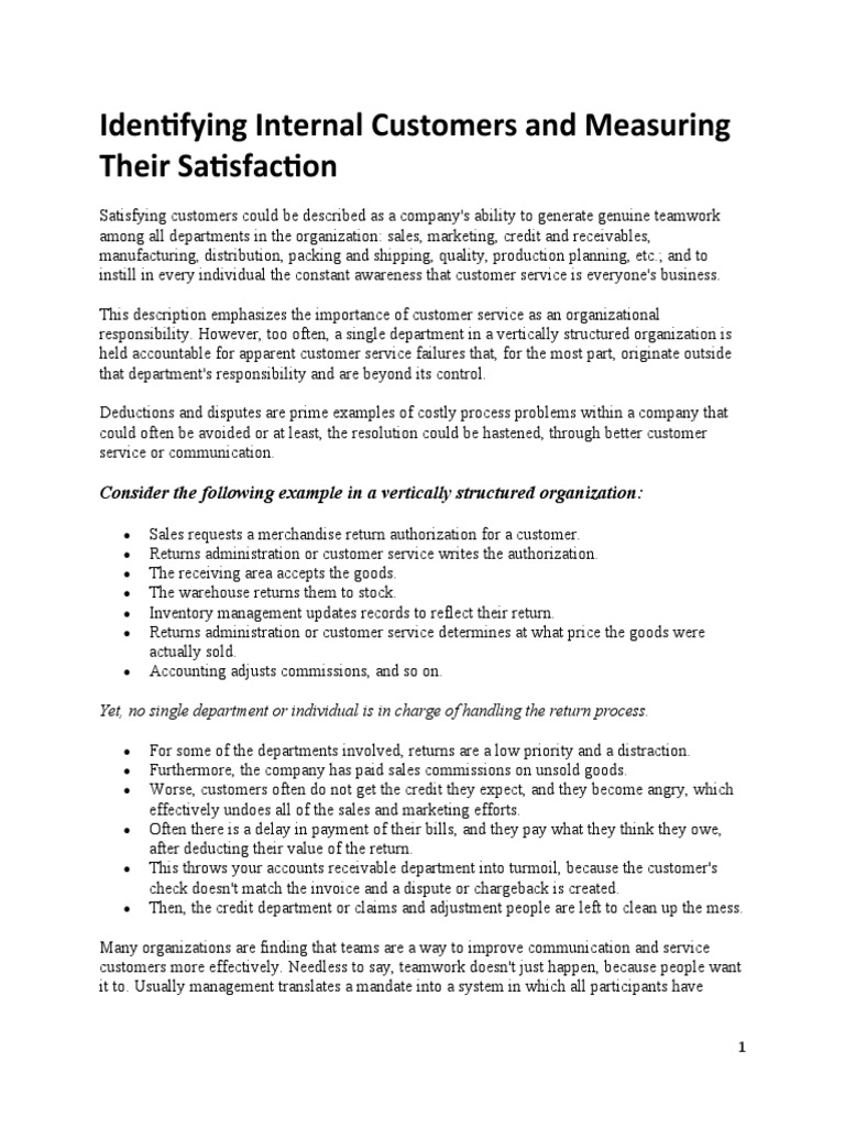 Identifying Internal Customers | PDF | Customer Satisfaction | Customer