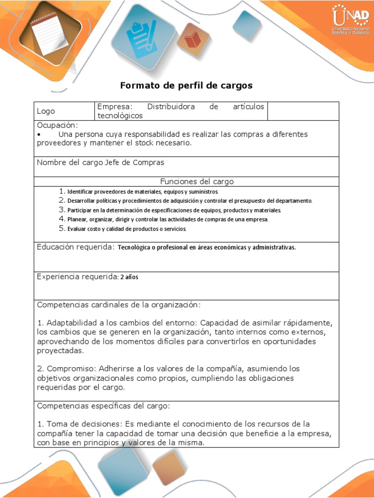 Formato - Perfil de Cargos | PDF