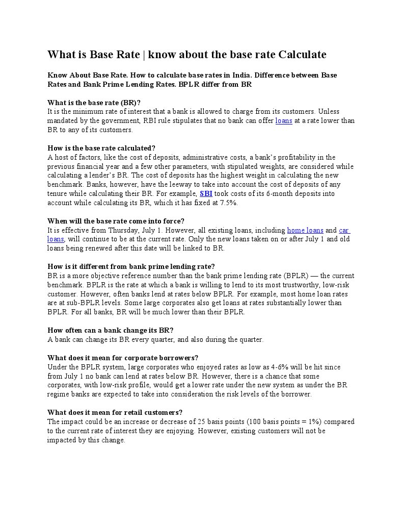 What Is Base Rate | PDF | Loans | Banks