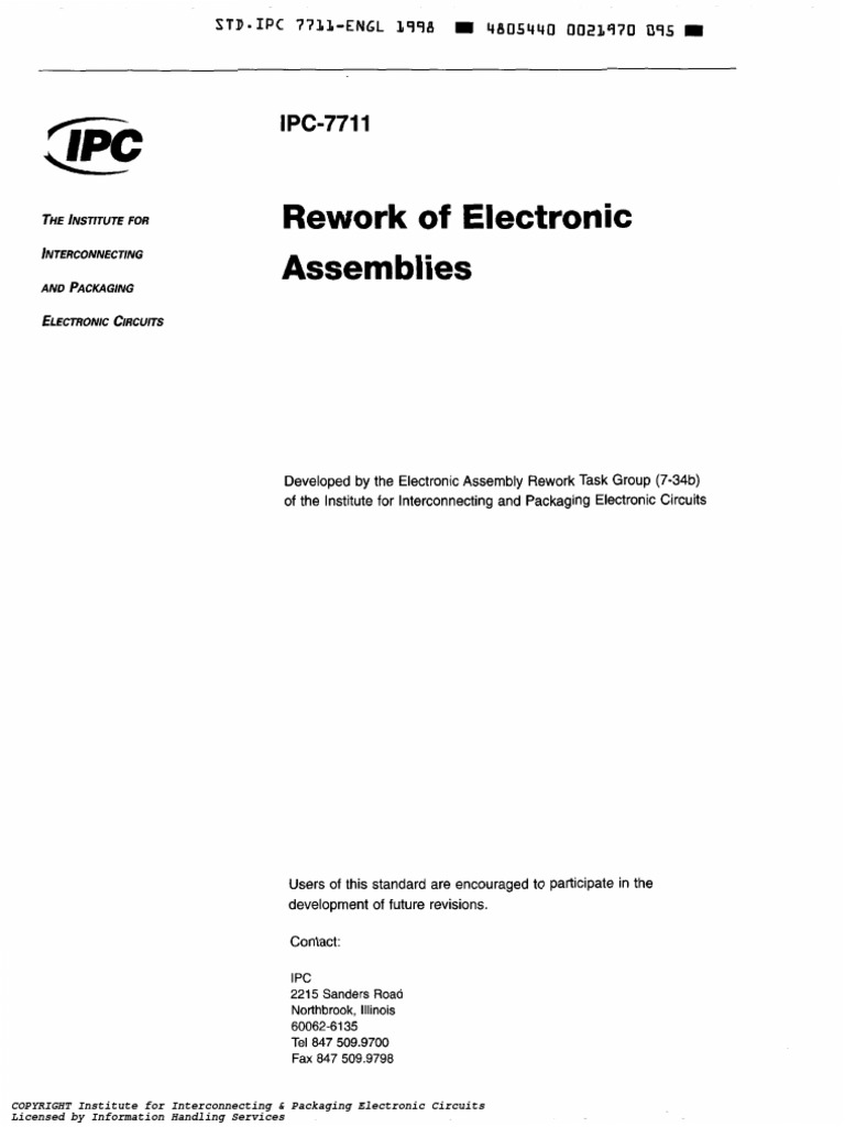 IPC-7711 Rework of Electronic Assemblies | PDF | Secondary Sector Of ...
