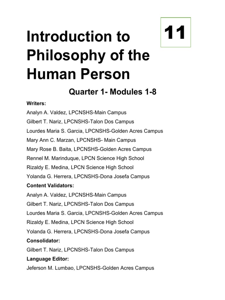 Intro to Philosophy of Human Person | PDF | Environmental Ethics | Truth