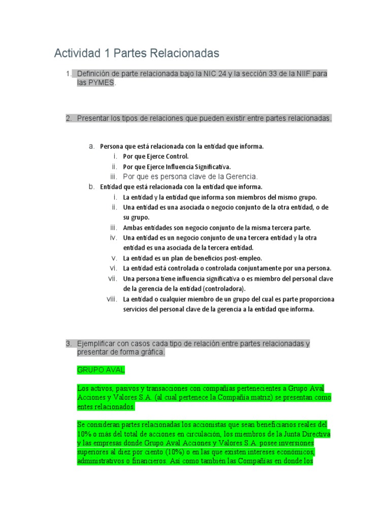Actividad 1 Partes Relacionadas Mayra | PDF | Business | Compartir ...