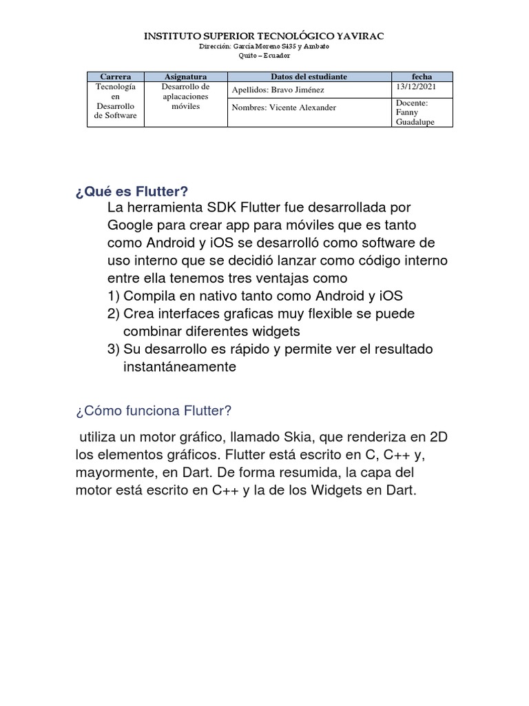 Tarea Análisis de La Herramienta Flutter | PDF | Mi sql | Ingeniería de software