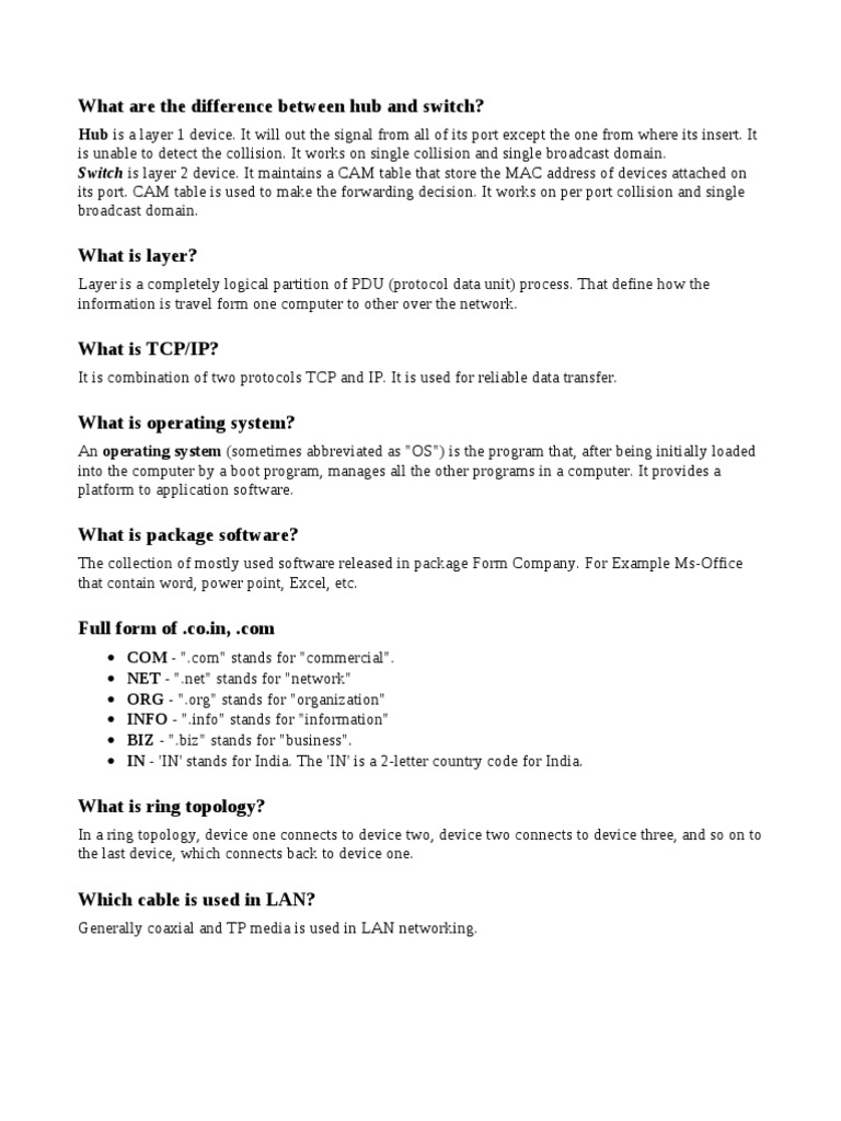 Networking Question Answer Interview | PDF | Ip Address | Computer Network