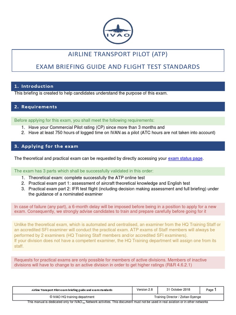 Airline Transport Pilot (Atp) Exam Briefing Guide and Flight Test ...
