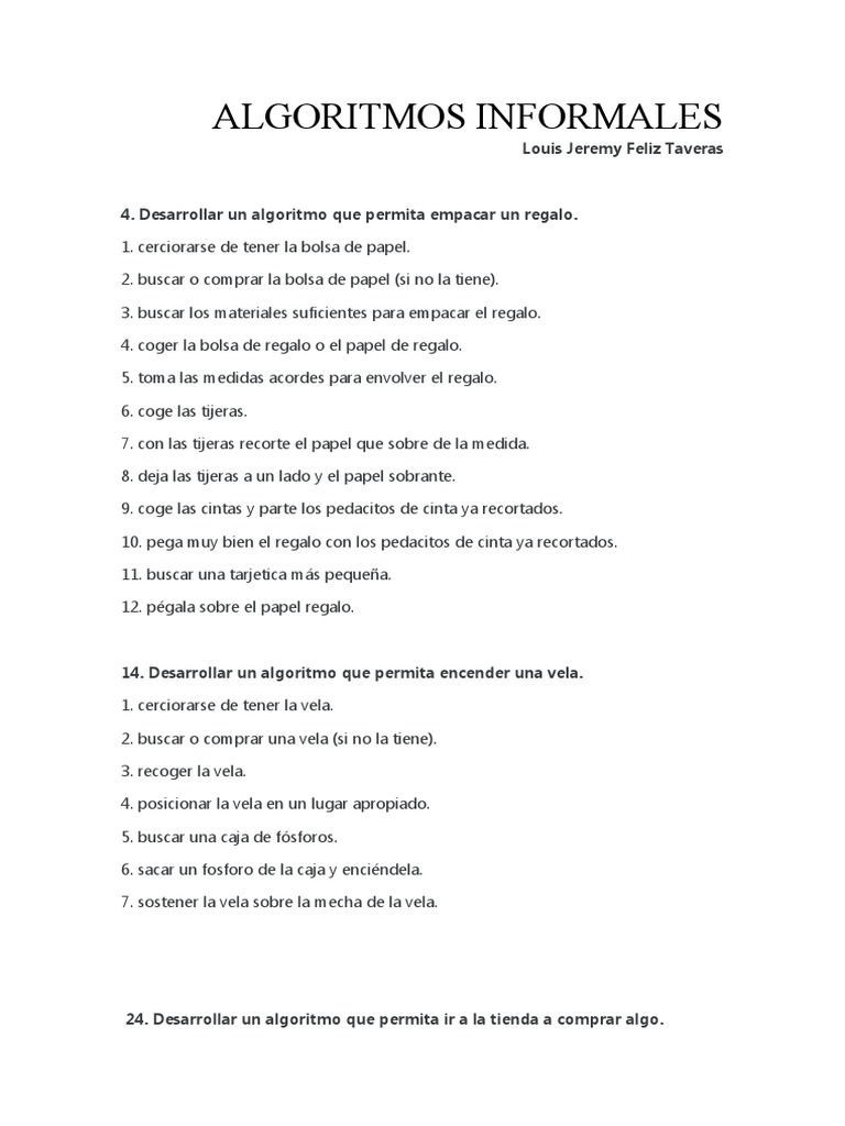 Algoritmos Informales (N.4) | PDF