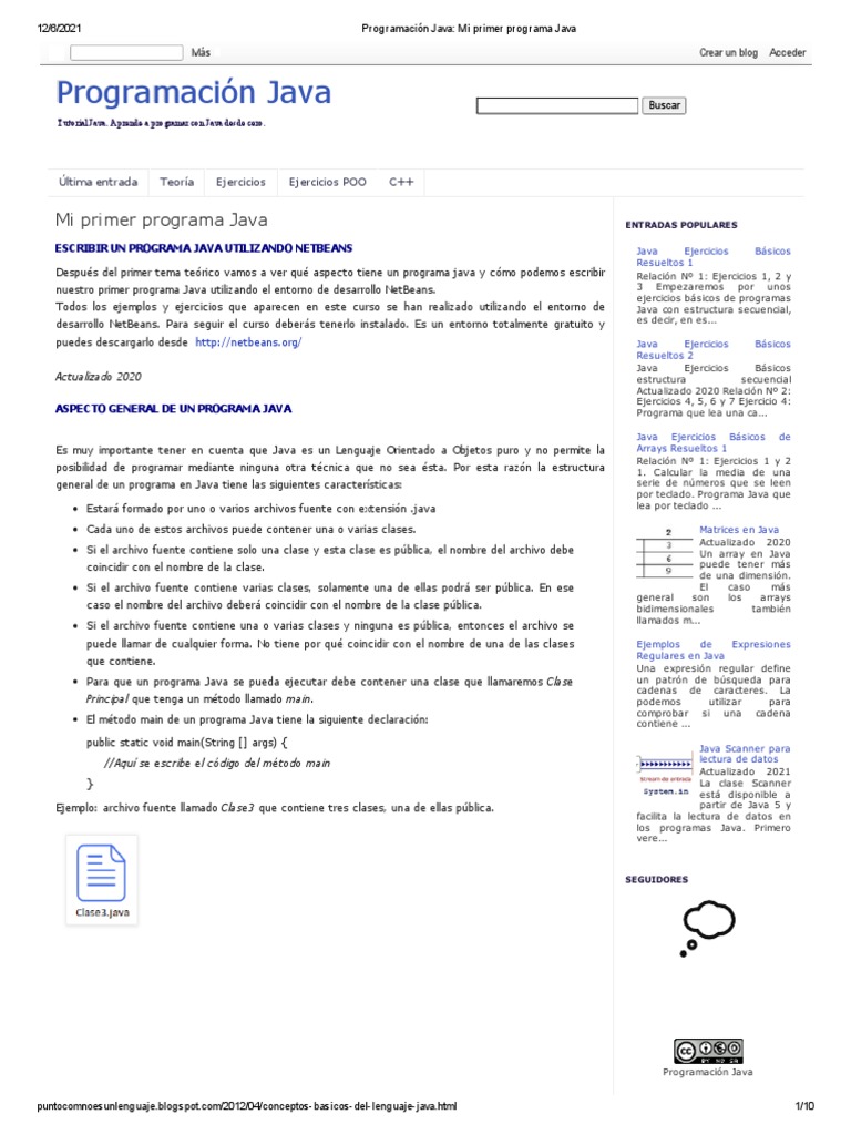 0-Programación Java - Mi Primer Programa Java | PDF | Java (lenguaje de programación) | Objeto ...