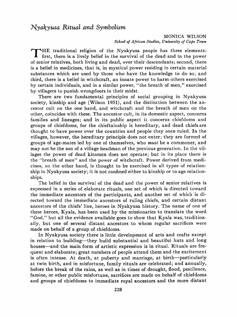 Nyakyusa Ritual and Symbolism | PDF | Rituals | Kinship