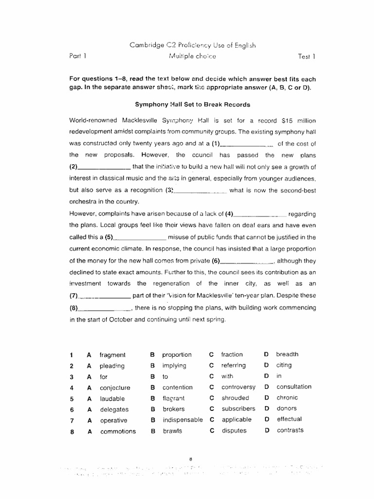 C2 Proficiency Use of English Practice | PDF | Nostalgia | Multiple Choice