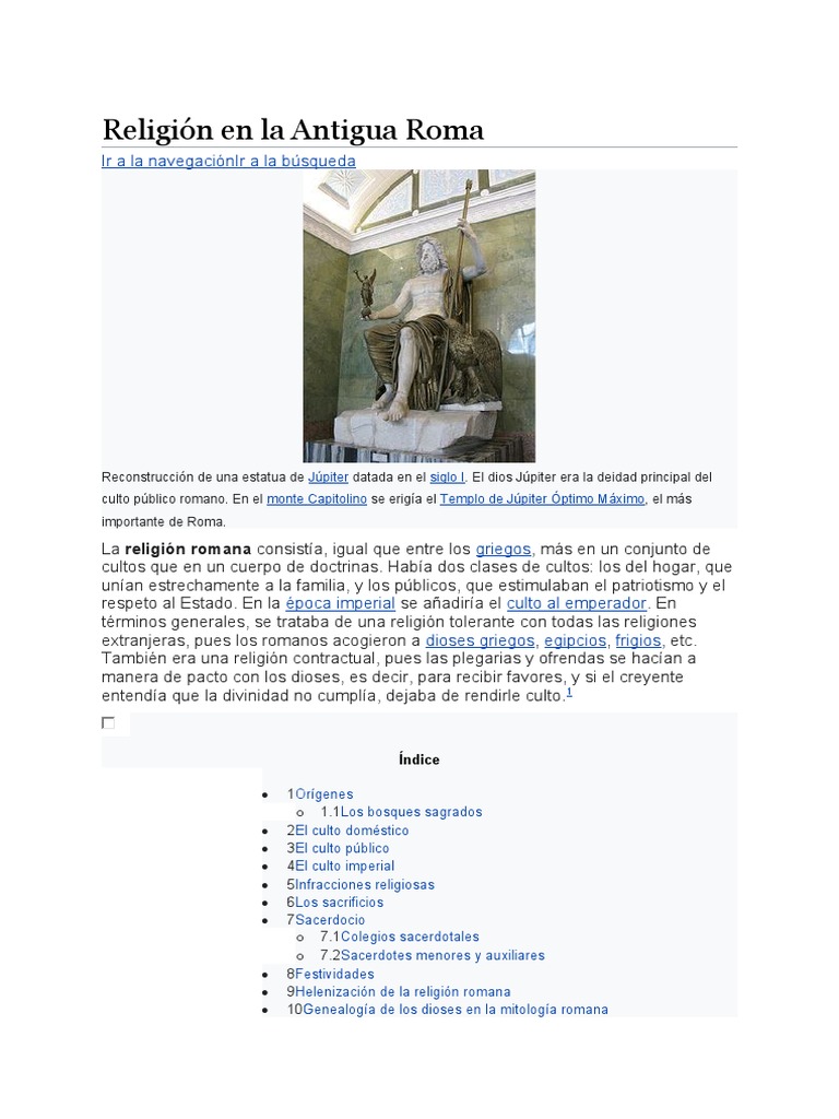 Religión en La Antigua Roma | PDF | Sacerdote | Júpiter (mitología)