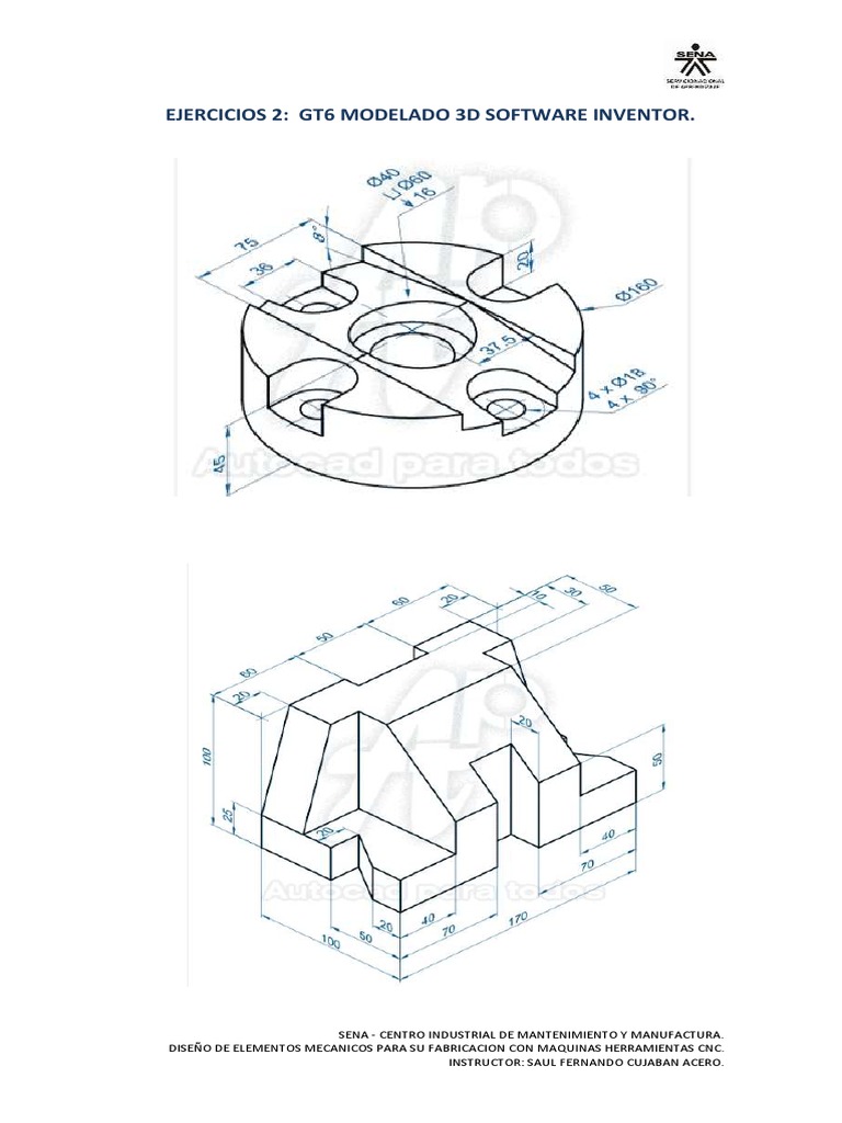 Ejercicios 2 Modelado 3D Software Inventor | PDF