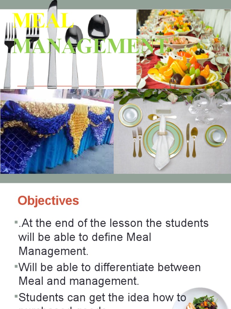 Meal Management Lesson | PDF | Foods | Meal