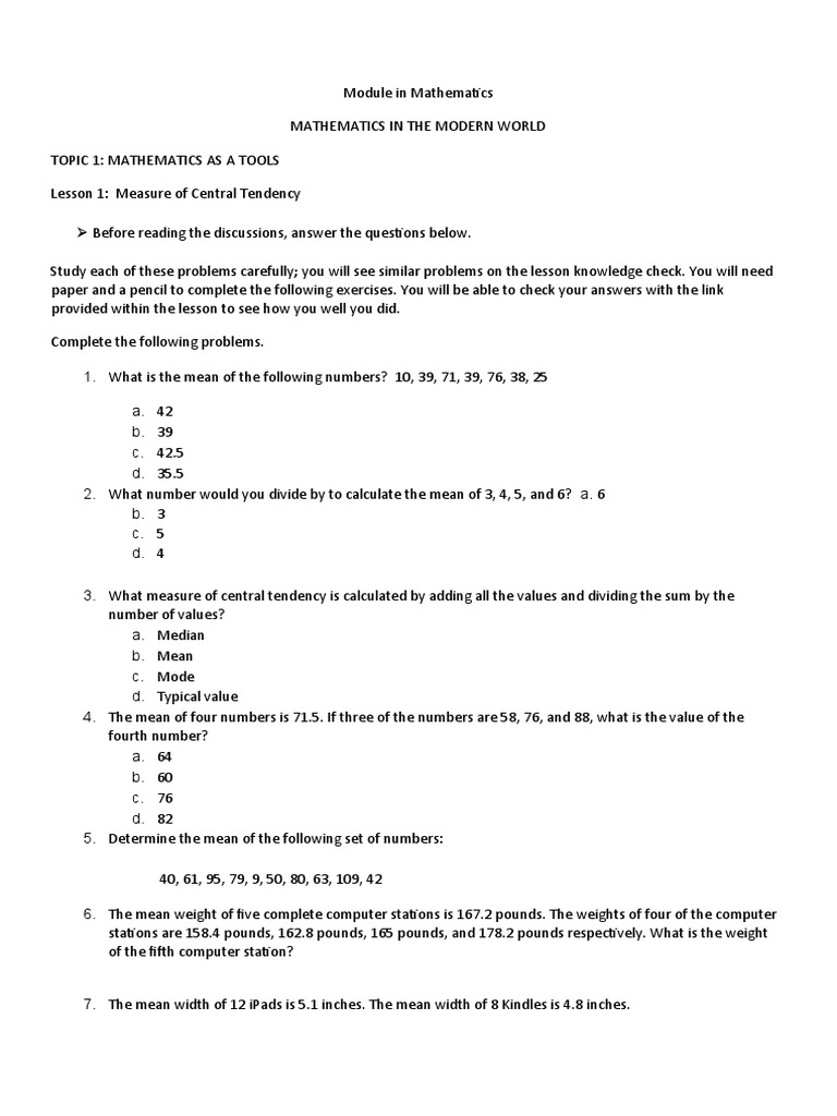 MATH Answer Keys | PDF | Mode (Statistics) | Securities (Finance)