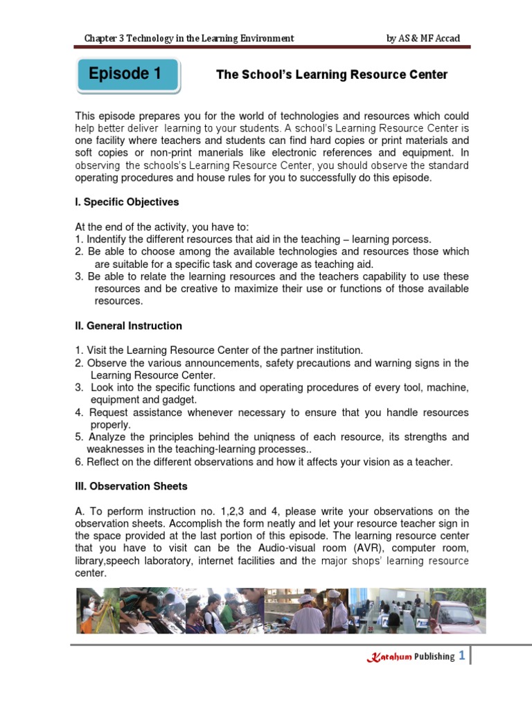 Observing Learning Resource Centers | PDF | Teachers | Learning