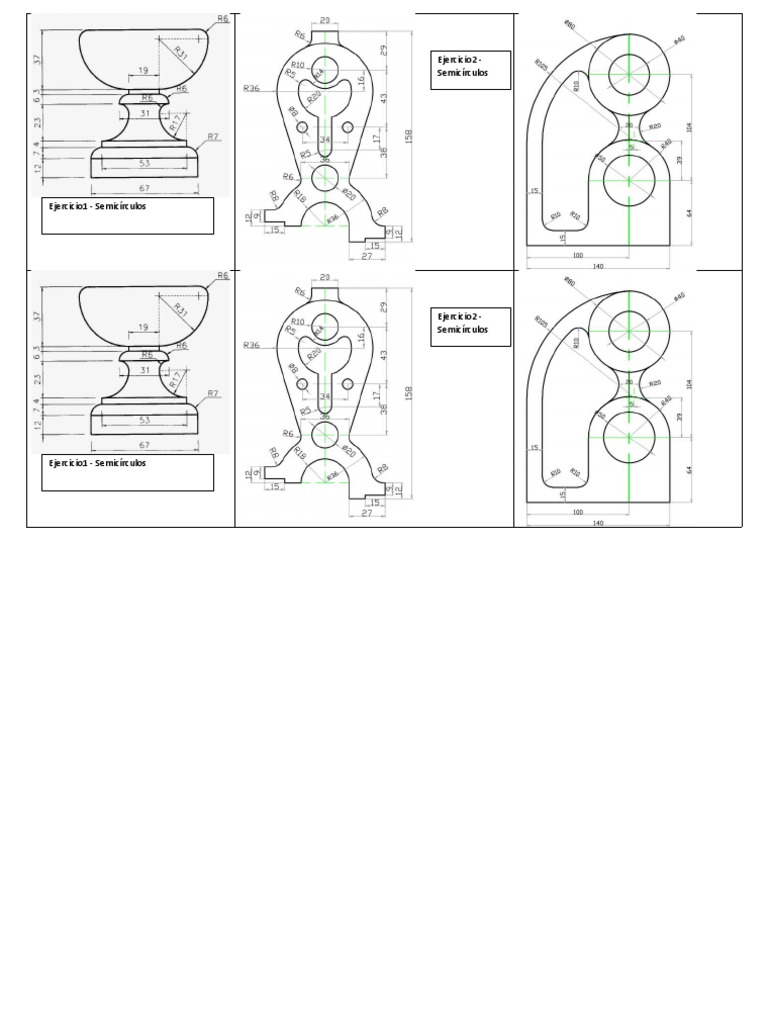 LibreCAD - Ejercicios de Semicirculos | PDF