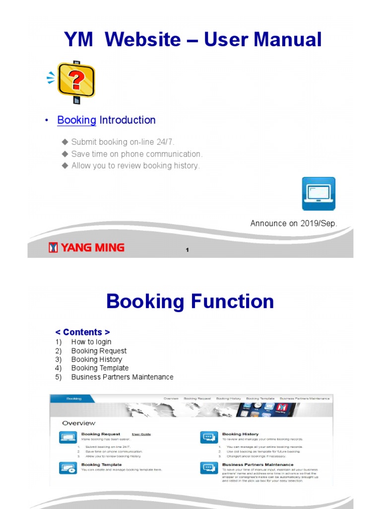 YM Website - User Manual: Booking | PDF | Cargo | Login