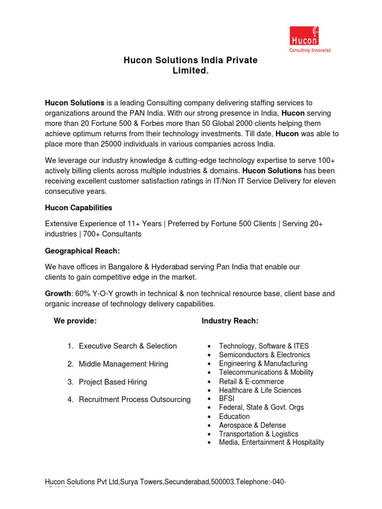 Hucon Solutions India Private Limited | PDF | Outsourcing | Computing