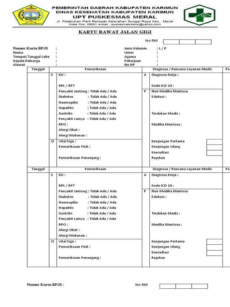 Kartu Rawat Jalan Gigi | PDF