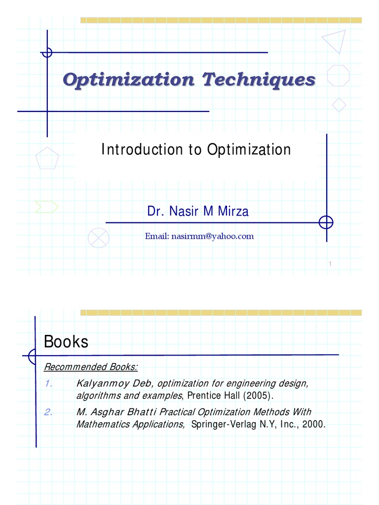 Lec 1 Intro To OT | PDF | Mathematical Optimization | Linear Programming