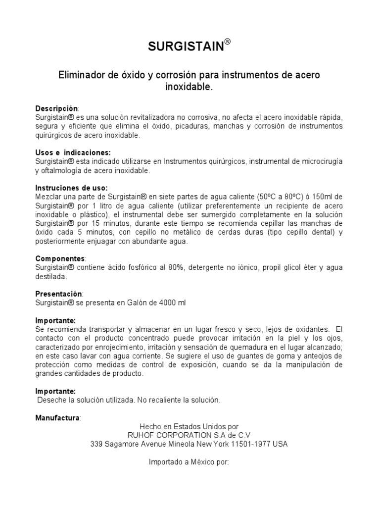 SURGISTAIN Ficha | PDF