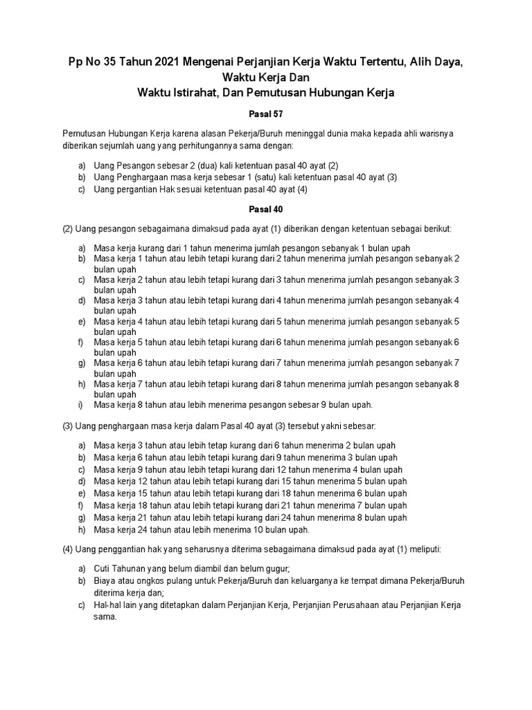 Perhitungan Pesangon | PDF