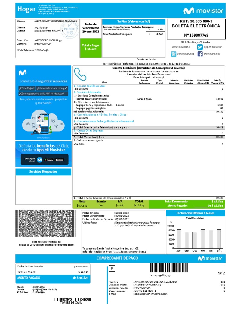 Boleta Electrónica Movistar Hogar | PDF | Telecomunicaciones ...