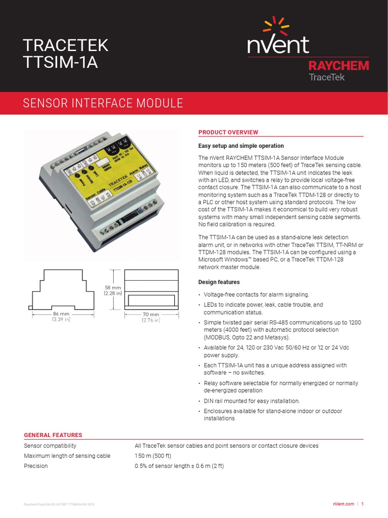 Tracetek Ttsim-1A: Sensor Interface Module | PDF | Relay | Electrical ...