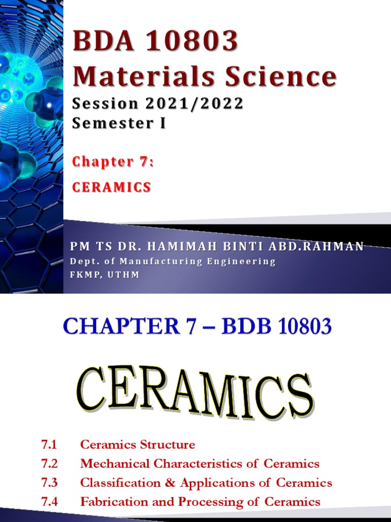 Ceramics: PM Ts Dr. Hamimah Binti Abd - Rahman | PDF | Ceramics | Glasses
