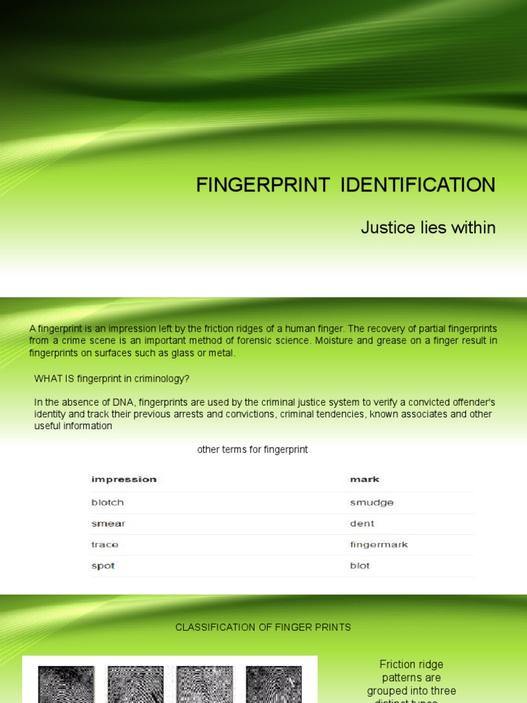 Fingerprint Pattern Classification Guide | PDF | Fingerprint