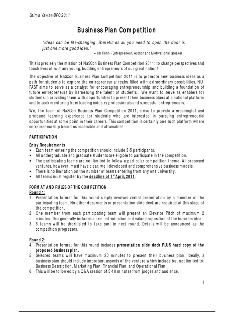 Business Plan Rules | PDF | Business Plan | Entrepreneurship