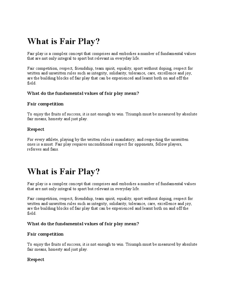 What Is Fair Play | Download Free PDF | Sports | Value (Ethics)