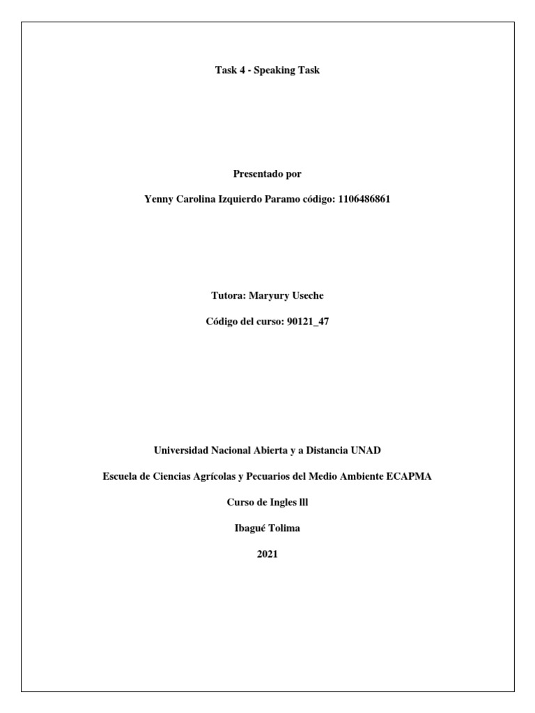 Task 4 - Speaking Task | PDF