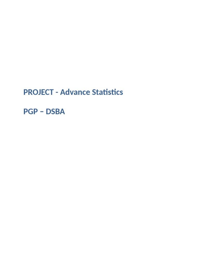 PROJECT Advanced Statistics | PDF | Principal Component Analysis | P Value