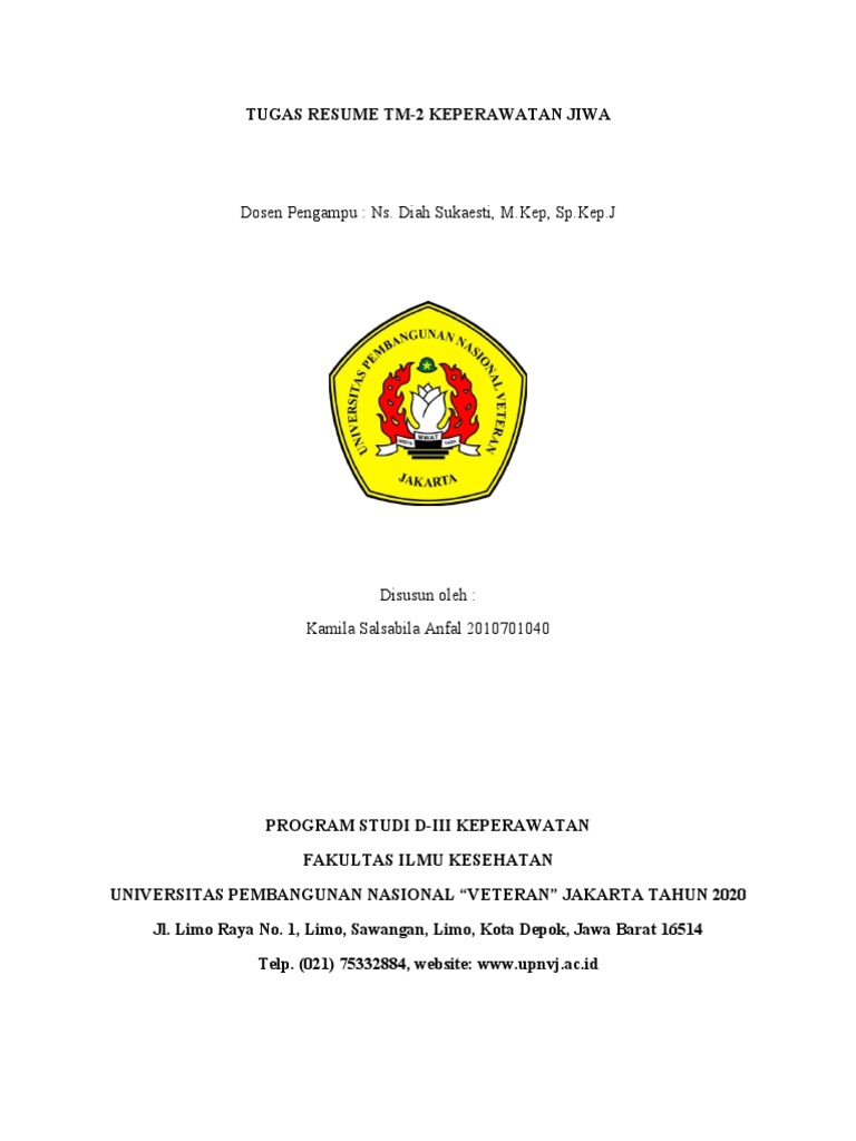 Cover Makalah Upnvj | PDF