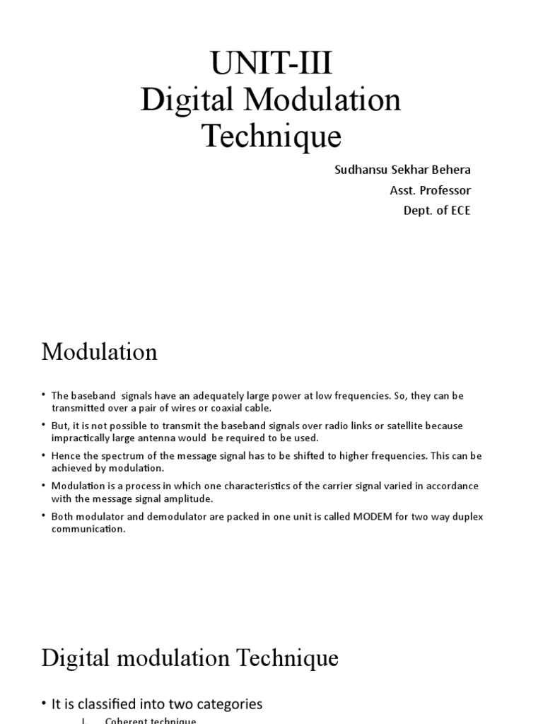 Digital Modulation Technique (U-2) | PDF | Modulation | Electronic Engineering