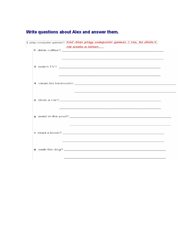 Yes No Questions Past Simple | PDF