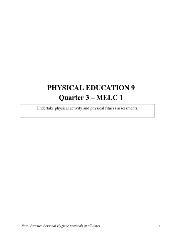 PE 9 LAS Quarter 3 | PDF | Foot