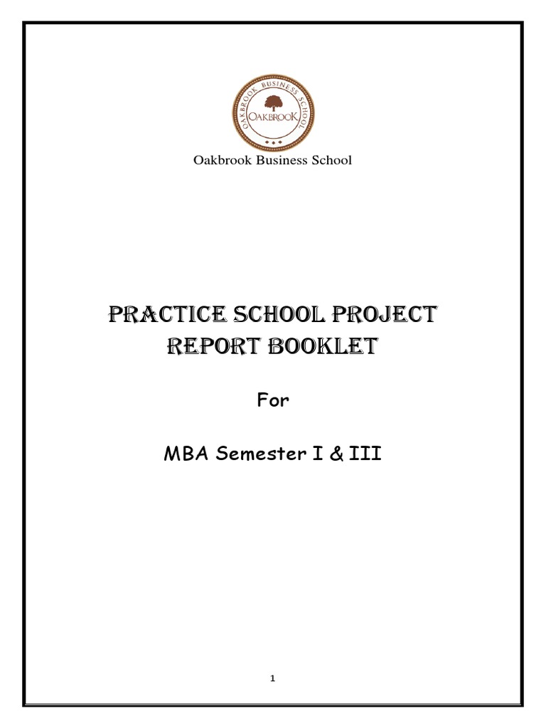Practice School Project Report Booklet: For MBA Semester I & III | PDF ...