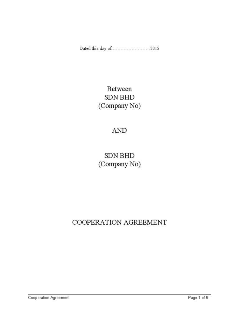 Cooperation Agreement Sample | PDF | Indemnity | Copyright