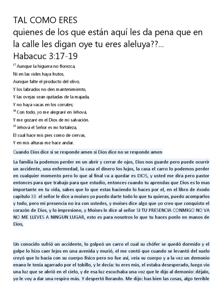 Tal Como Eres | PDF | Oración | Elijah