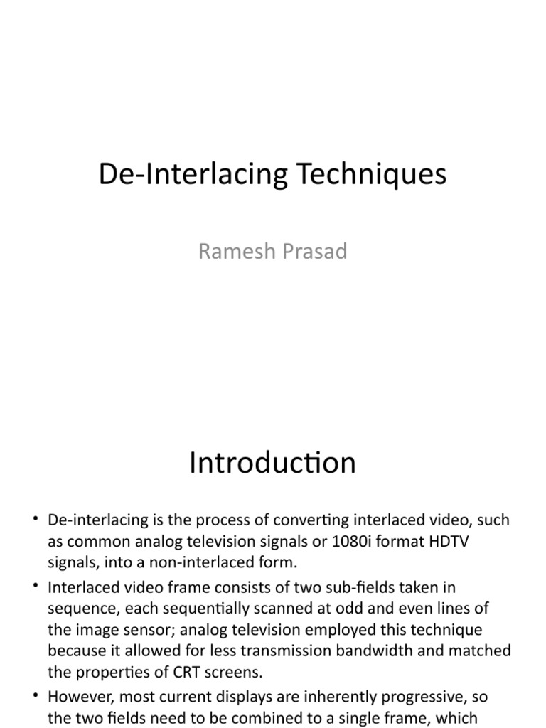 De-Interlacing Techniques Explained | PDF | Multidimensional Signal ...
