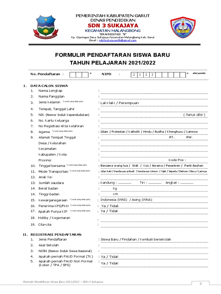 Formulir PPDB - SDN 3 SUKAJAYA | PDF
