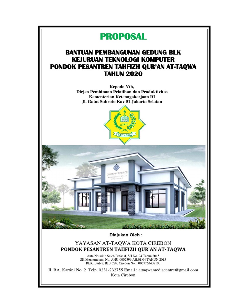 Proposal BLK Yayasan at Taqwa Kota Cirebon | PDF