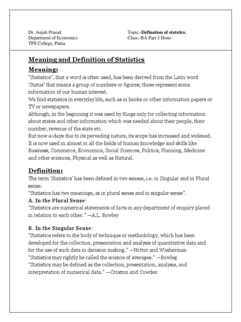 Defining Statistics: A Comprehensive Look at the Meaning and Methods of ...