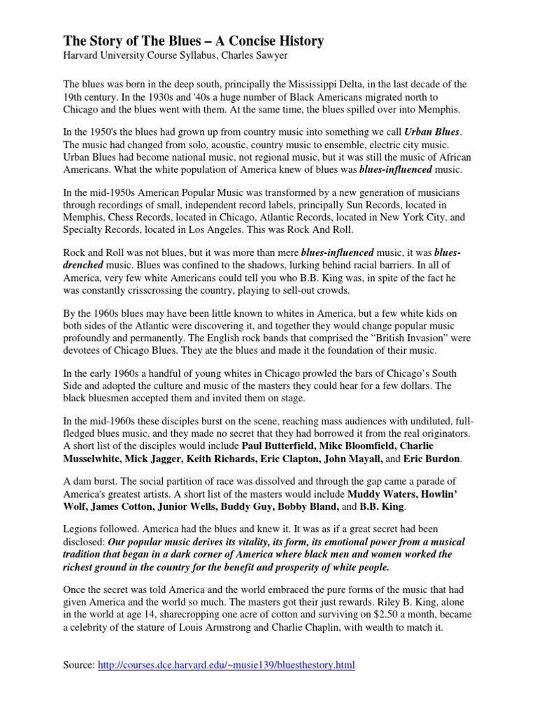 The Story of The Blues - A Concise History | PDF | Blues | Rock And Roll