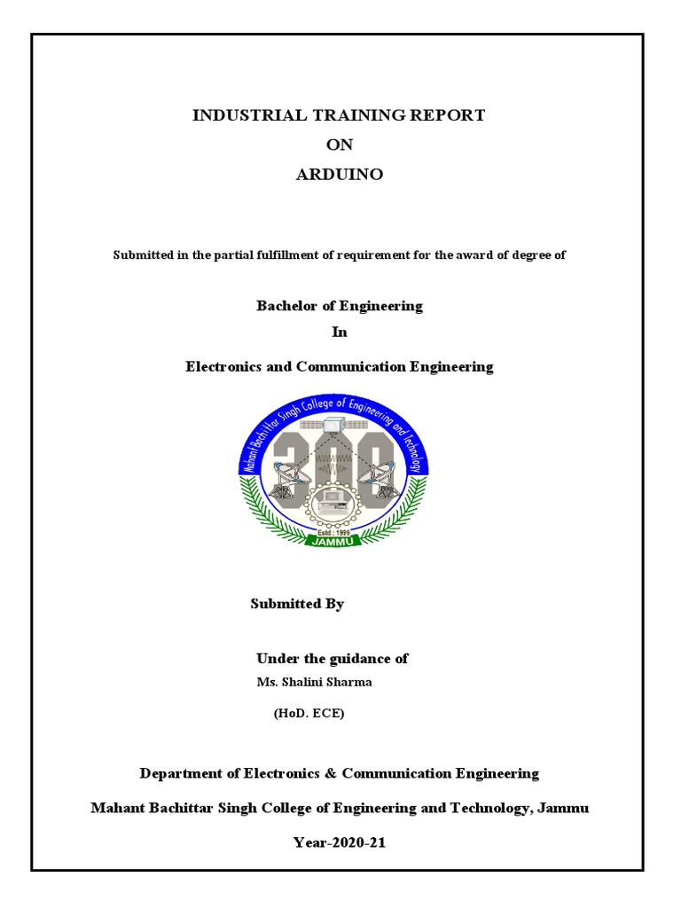 Industrial Training Report Arduino New Changed | PDF | Rectifier | Transformer