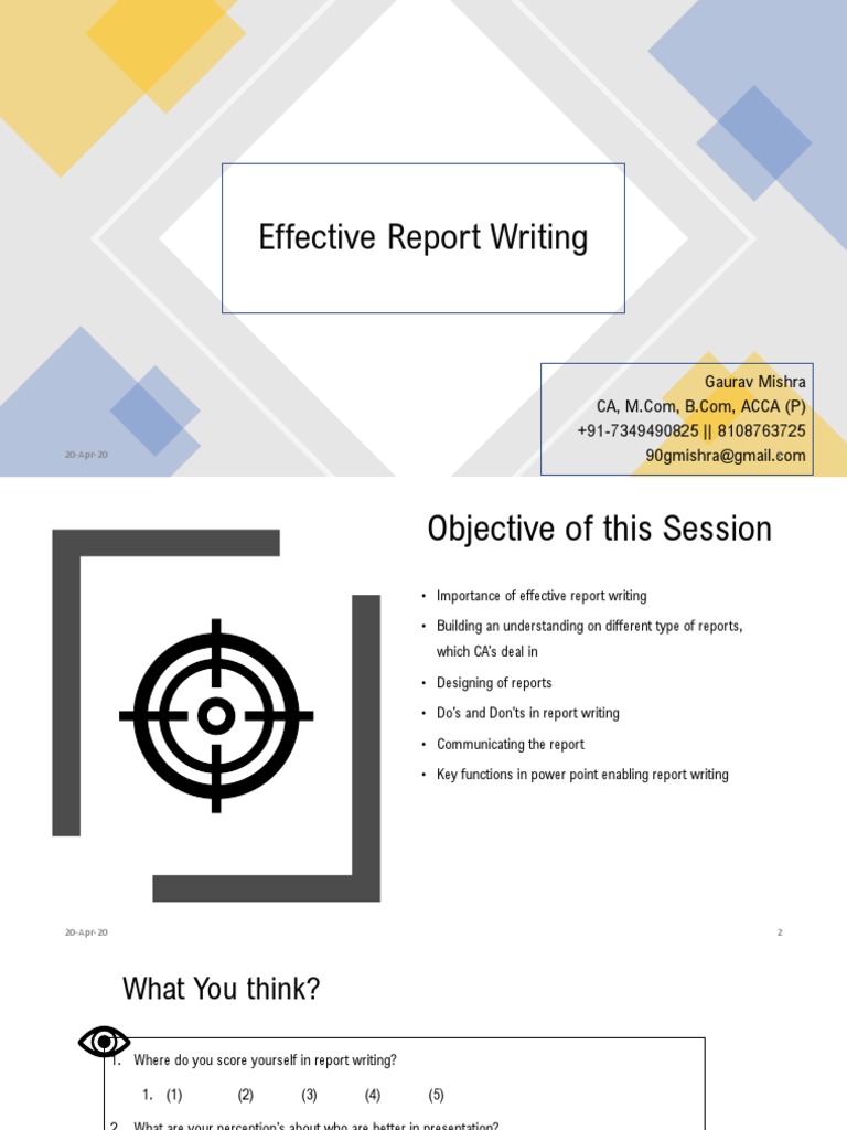 Effective Report Writing Guide | PDF | Audit | Information